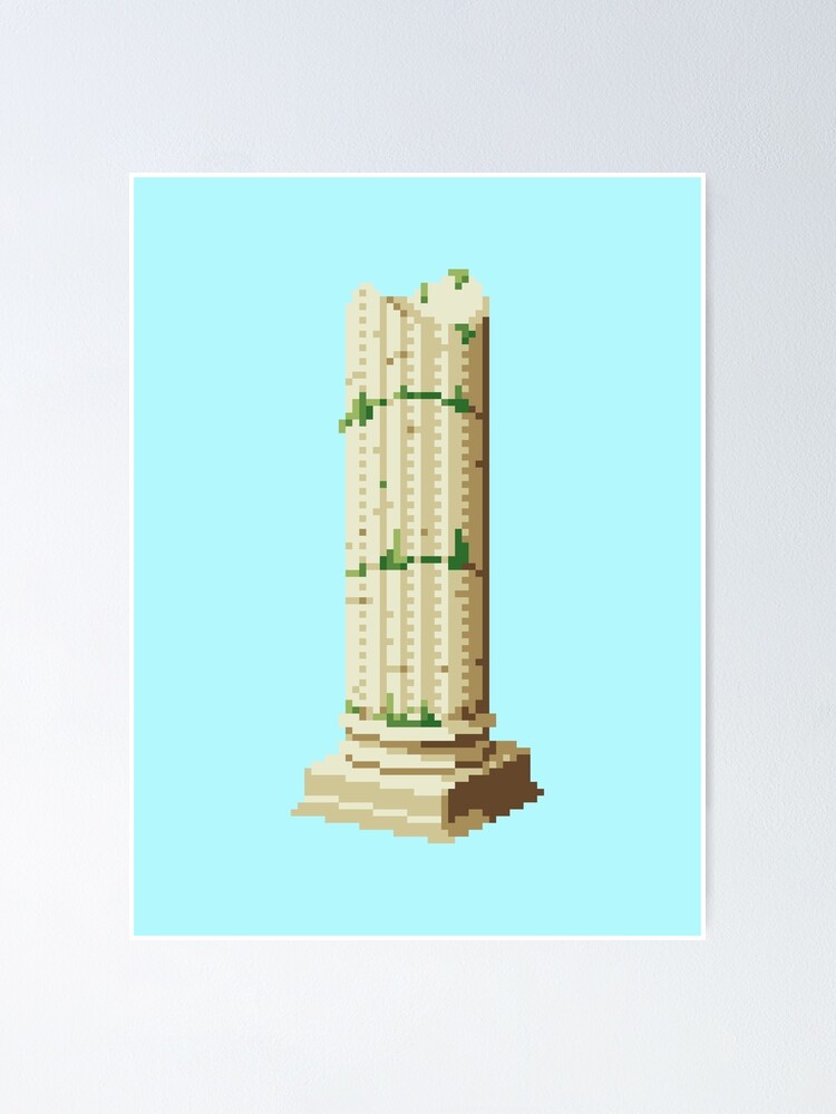 "Pixel Art Ancient Pillar" Poster for Sale by curlymario | Redbubble