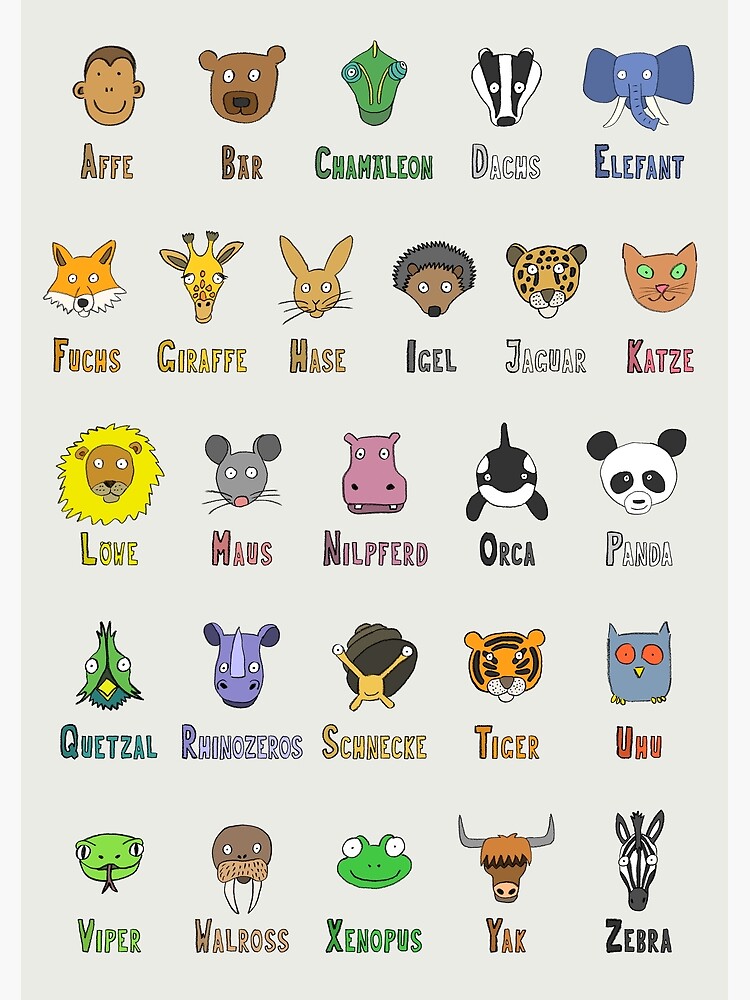 "German Animal Alphabet" Poster for Sale by tokuhn | Redbubble