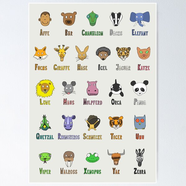 "German Animal Alphabet" Poster for Sale by tokuhn | Redbubble