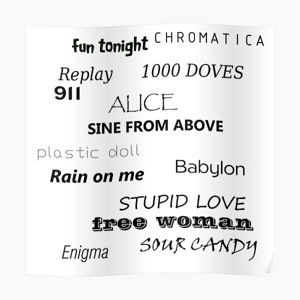 "Gaga Chromatica Tracklist" Poster by oxoxoxo | Redbubble