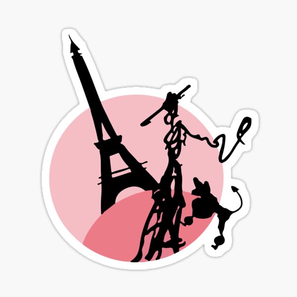 "French Girl & French Poodle Pink in Paris" Sticker for Sale by ...