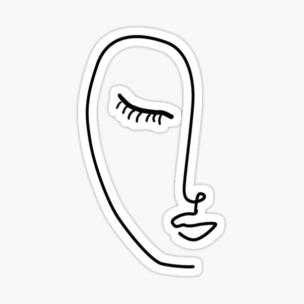 "half face / one line minimalist illustration" Sticker for Sale by ...