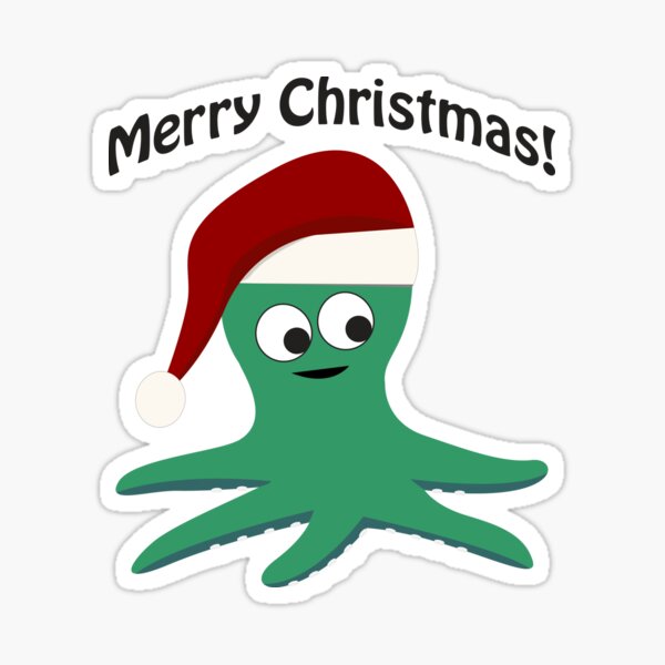 Christmas Octopus Stickers | Redbubble