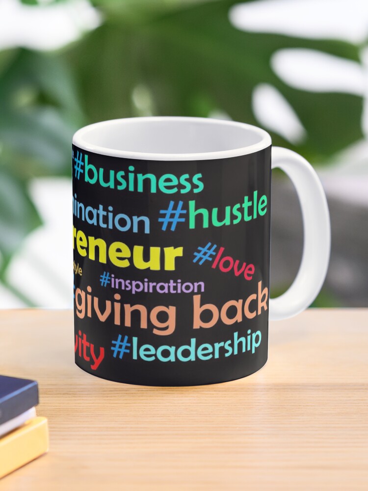 "Inspiring Entrepreneur Hashtags - Colorful" Coffee Mug for Sale by ...