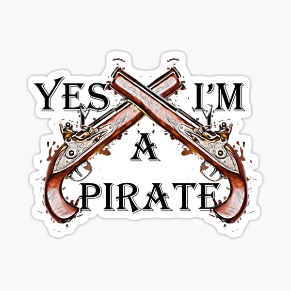 "yes I'm a pirate cross flintlock tower pistol design" Sticker for Sale ...