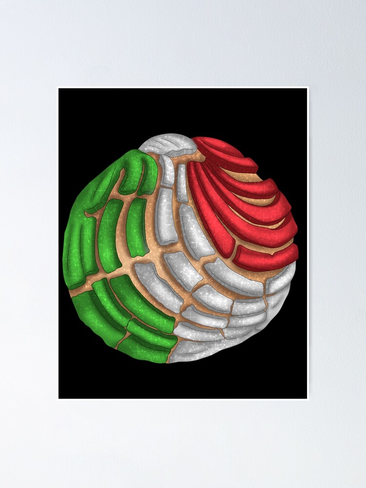 "Mexican Concha colored red white and green" Poster by Toonskid | Redbubble