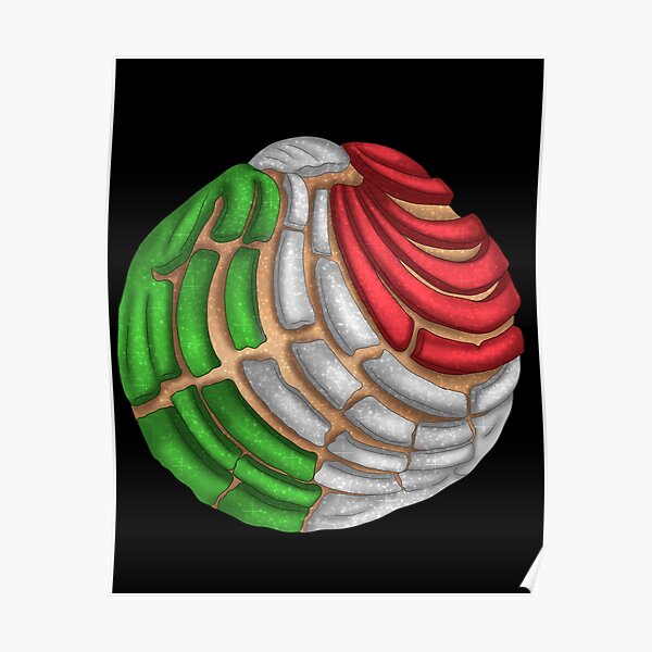 "Mexican Concha colored red white and green" Poster by Toonskid | Redbubble