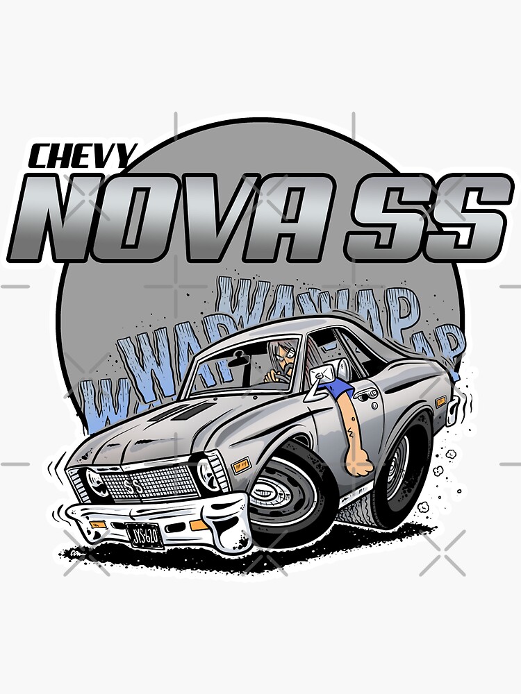 "Chevy Nova SS cartoon" Sticker for Sale by animatedpencil | Redbubble