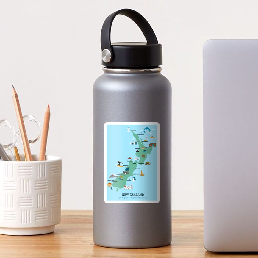 "New Zealand Map" Sticker for Sale by Tilly-Scribbles | Redbubble