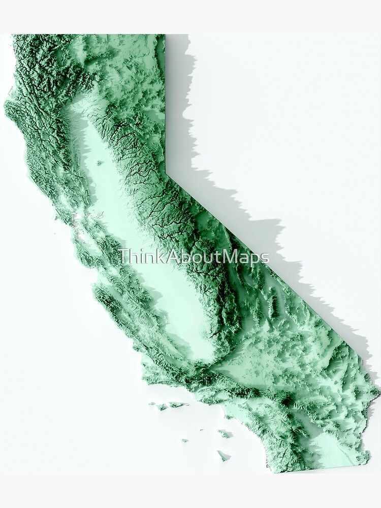 "3D Map of California digitally rendered and covered with a texture ...