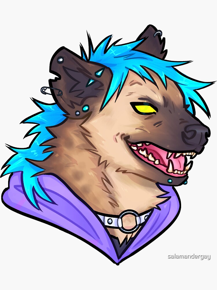 "Blue Punk Hyena" Sticker for Sale by salamandergay | Redbubble
