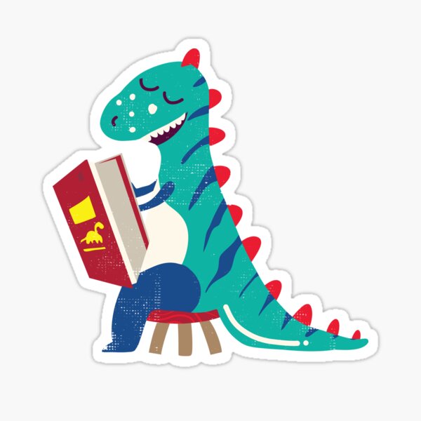 Book Dinosaur Books Cute Reading Stickers for Sale | Redbubble