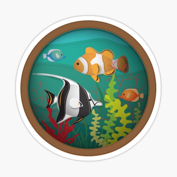 "Cartoon aquarium with fish" Sticker by AstraDesign | Redbubble
