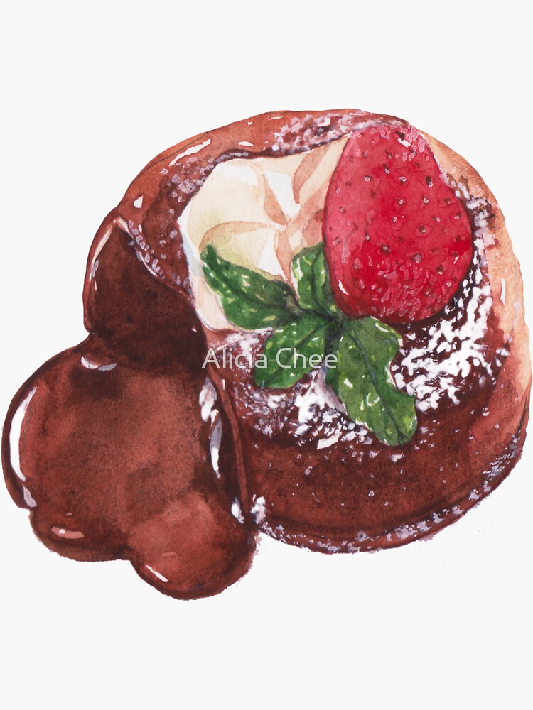 "Chocolate Strawberry Lava Cake" Sticker by NiftyTrinket | Redbubble