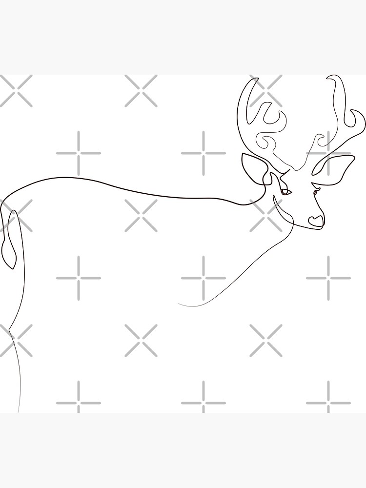 "Continuous line deer wildlife nature simple Christmas illustration one ...
