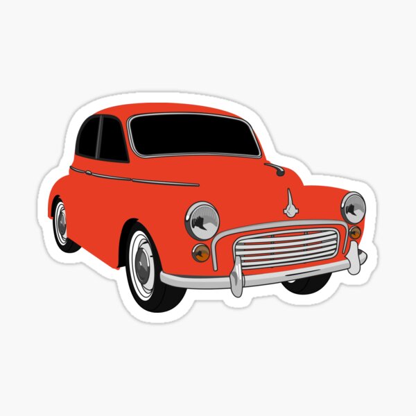 "Little Red Morris Minor" Sticker by MasterOfNunn | Redbubble