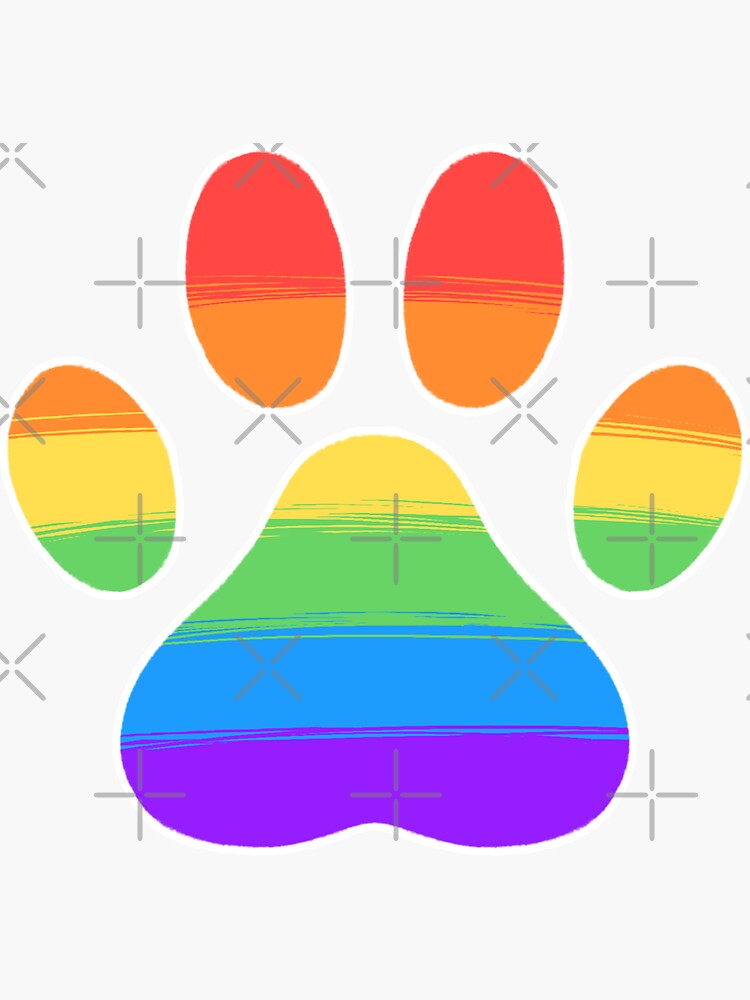 "Rainbow Striped Paw Print" Sticker for Sale by kattvalk | Redbubble