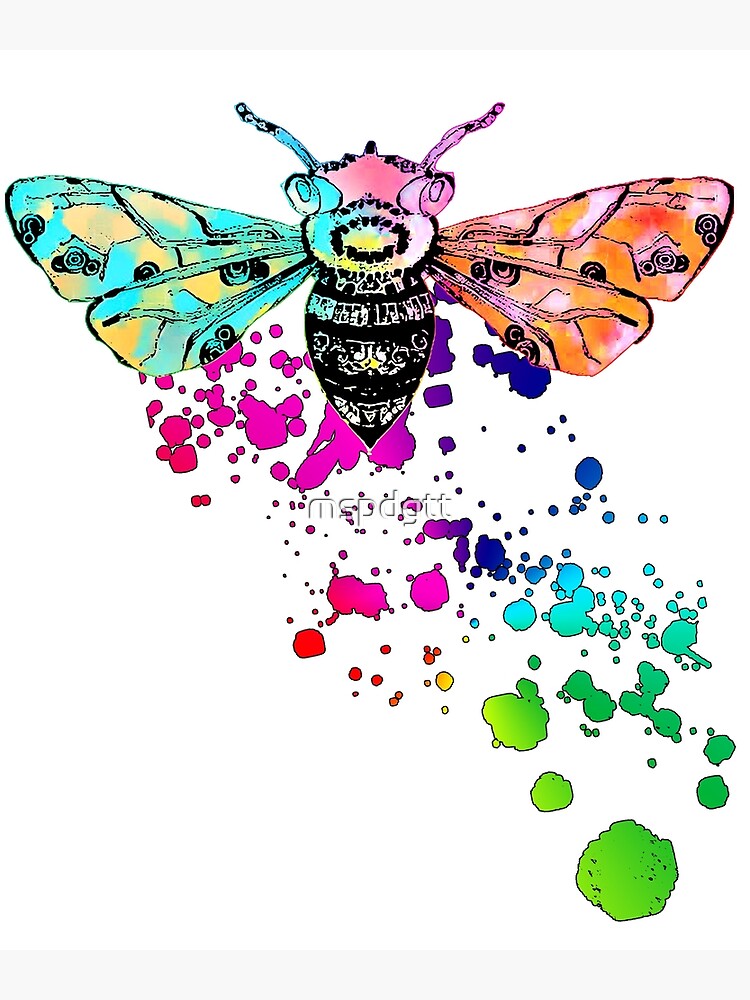 "Big Beautiful Bee Watercolor Paint Splatter Honeybee " Poster for Sale ...