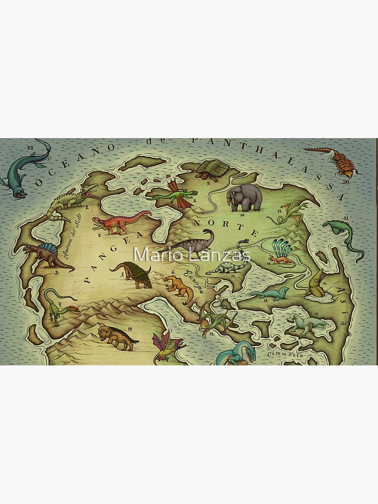 "TRIASSIC period map (vintage syle) Medieval Bestiary. Pangea Map" Mug ...
