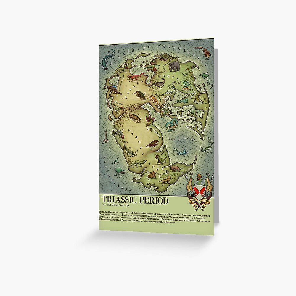 "TRIASSIC period map (vintage syle) Medieval Bestiary. Pangea Map ...