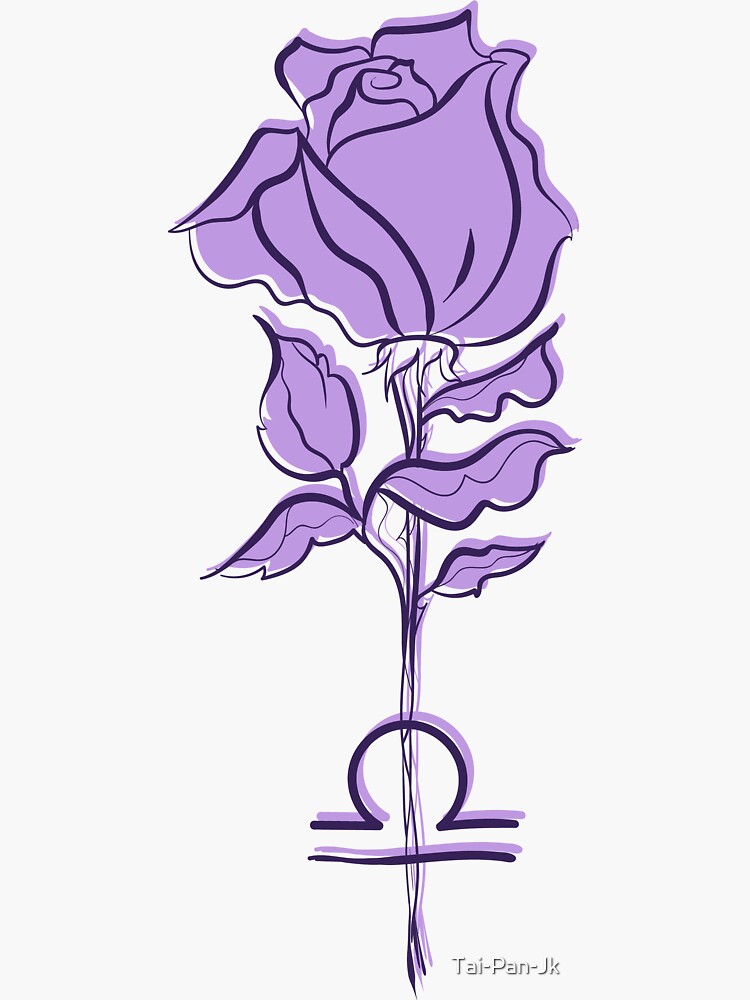 Pegatina «Libra Rosa blanca | Signo del zodiaco | Simbolismo ...