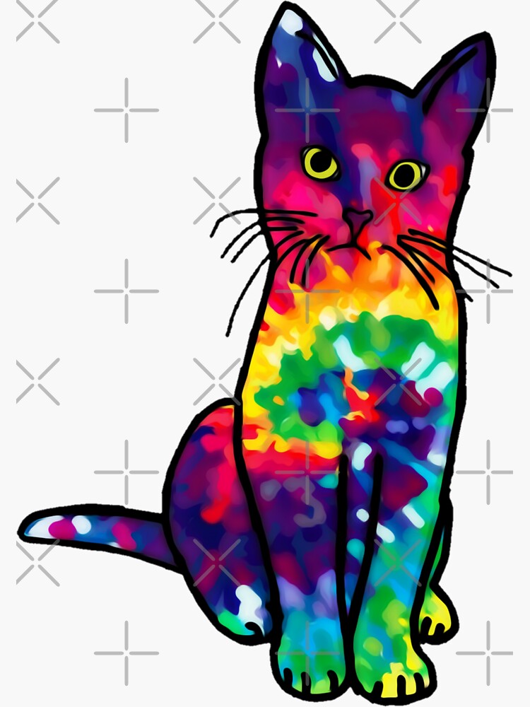 "Tie-dye Cat" Sticker by crgart | Redbubble