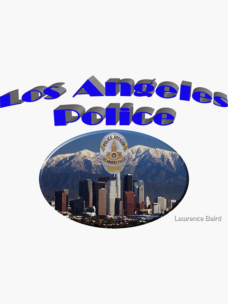 "Los Angeles Skyline With LAPD Badge" Sticker by lawrencebaird | Redbubble