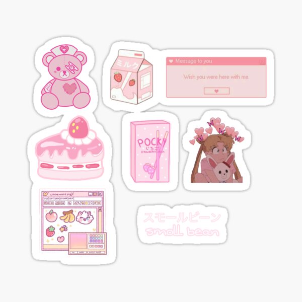"Pink kawaii sticker set" Sticker by jenniebaby | Redbubble