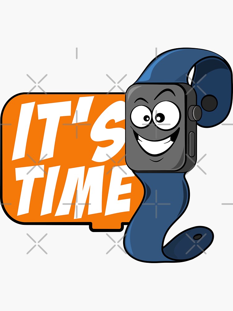 "It’s time. Fun illustration of an Apple watch" Sticker by Gillillu ...