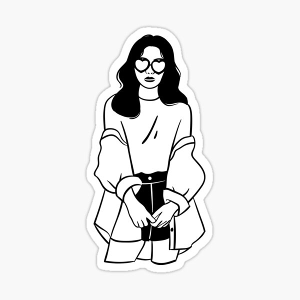 "Black White Girl fashion Sticker " Sticker by MixedPrints | Redbubble