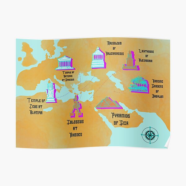 "Seven Wonders of the Ancient World" Poster for Sale by MariaHaley ...