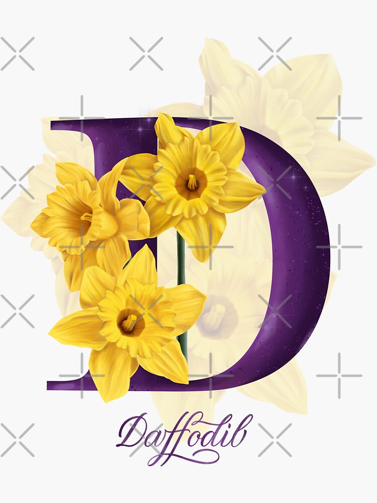 "D letter. Daffodil. Flower alphabet." Sticker for Sale by ...