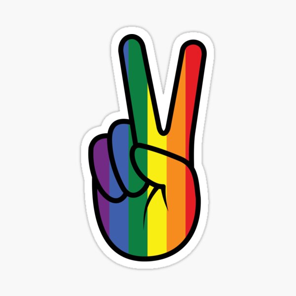 "Gay Pride Peace Sign with Rainbow Flag Colors" Sticker for Sale by ...