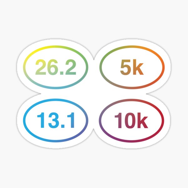 "Rainbow 5k, 10k, Half Marathon, Marathon Oval Package" Sticker for ...
