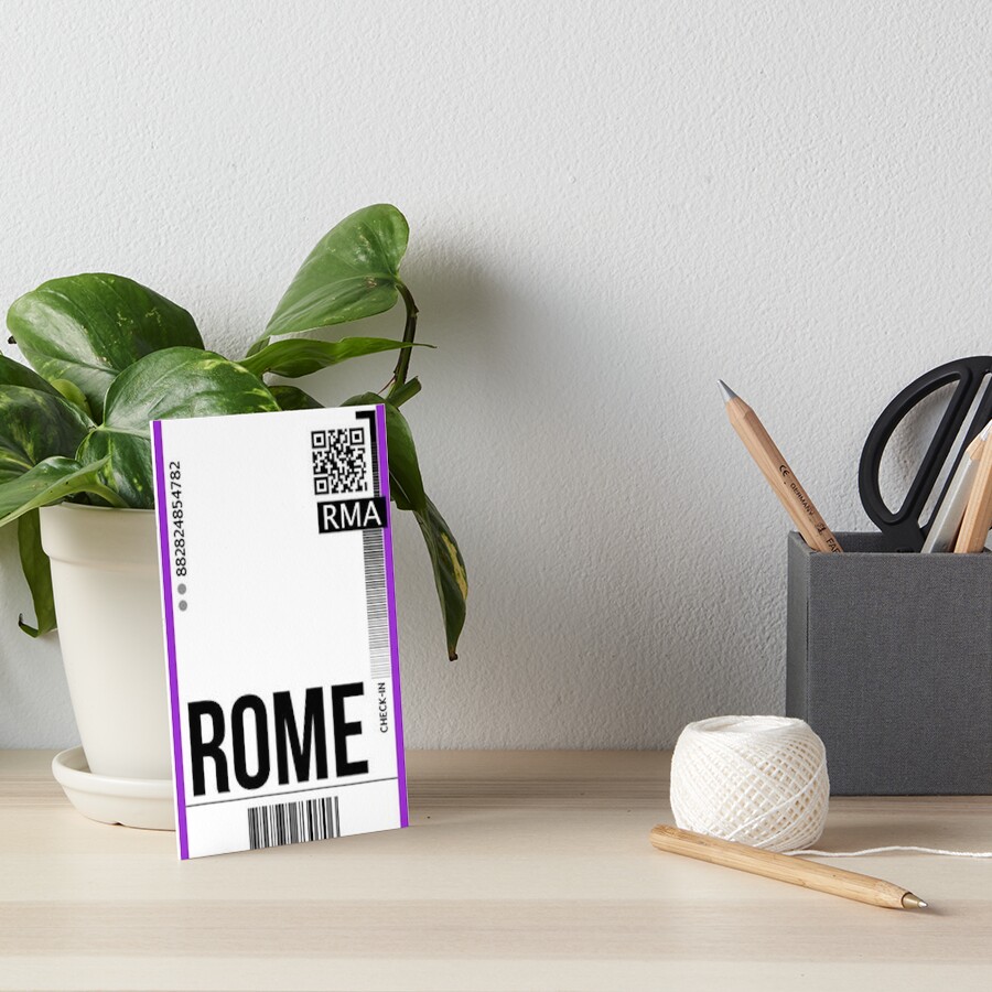 "Rome Plane Ticket/Boarding Pass Template" Art Board Print for Sale by ...