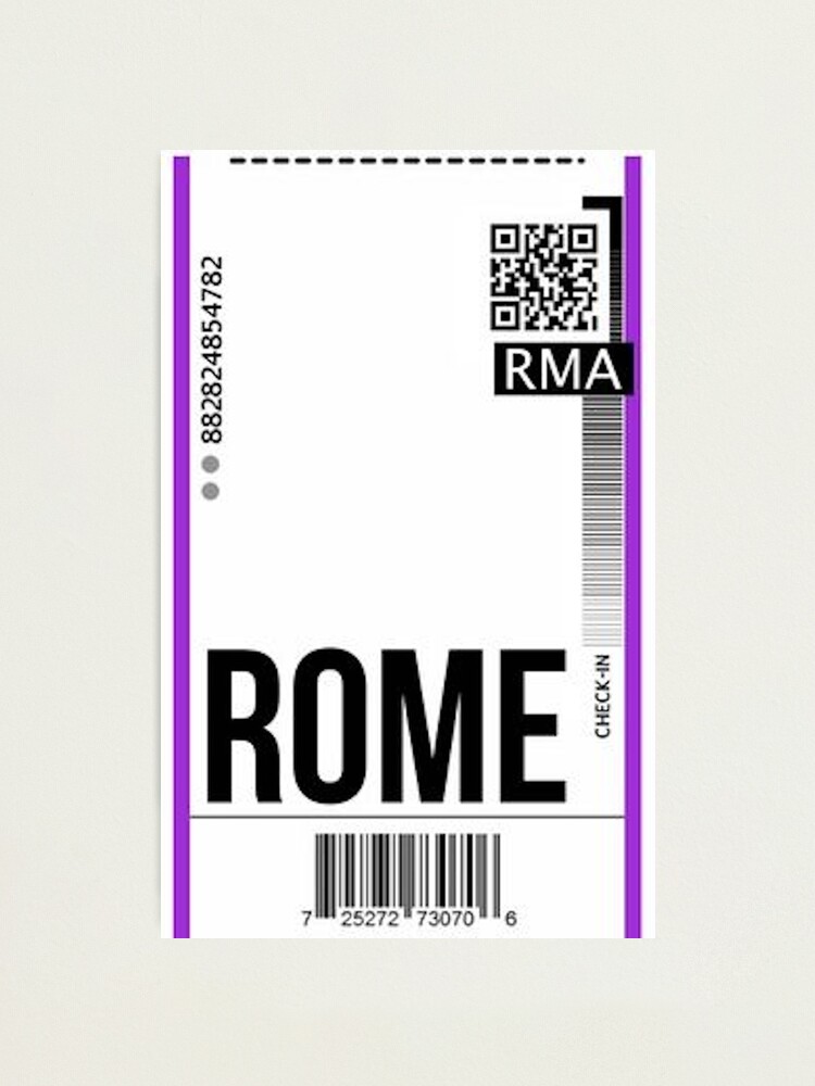 "Rome Plane Ticket/Boarding Pass Template" Photographic Print by ...