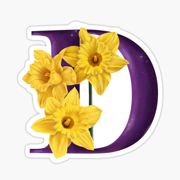 "D letter. Daffodil. Flower alphabet." Sticker by BananiLettering ...