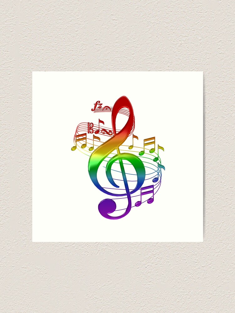 "Rainbow Treble Clef and Music Notes" Art Print for Sale by CoolDoodles ...