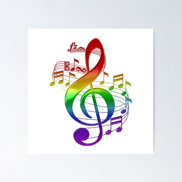 "Rainbow Treble Clef and Music Notes" Poster for Sale by CoolDoodles ...