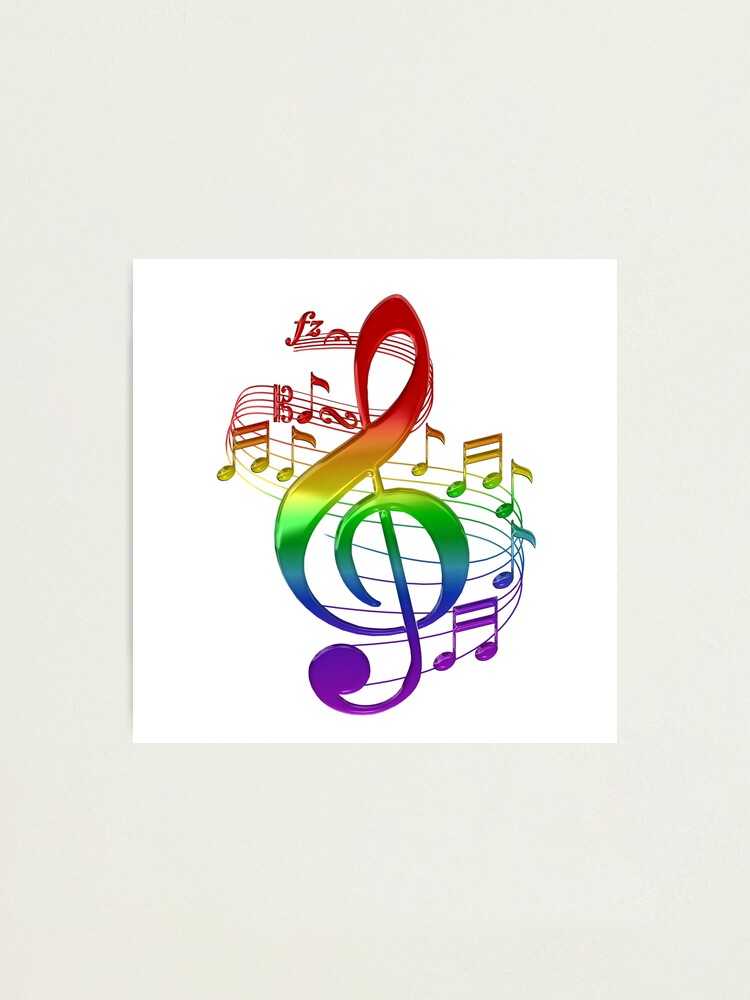 "Rainbow Treble Clef and Music Notes" Photographic Print by CoolDoodles ...