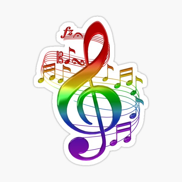 "Rainbow Treble Clef and Music Notes" Sticker for Sale by CoolDoodles ...