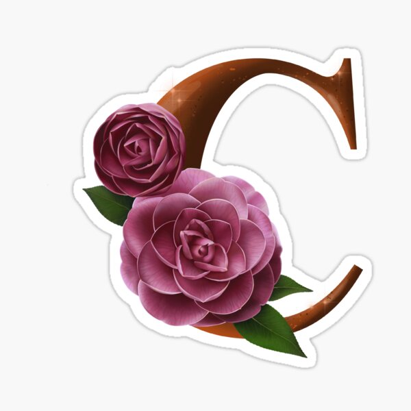 "C letter. Camellia. Flower alphabet." Sticker for Sale by ...