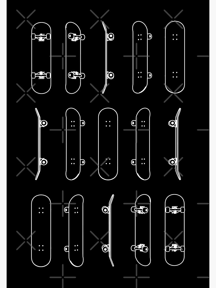 "Skateboard Rows White Lines" Poster for Sale by AaronKinzer | Redbubble