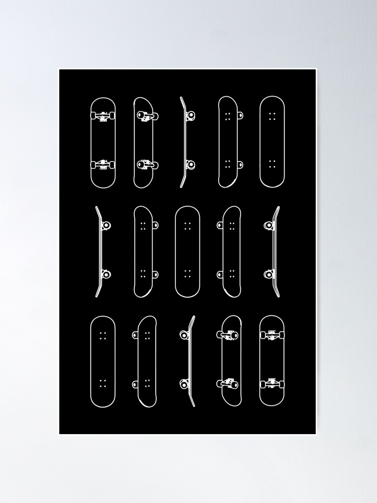 "Skateboard Rows White Lines" Poster for Sale by Aaron Kinzer | Redbubble
