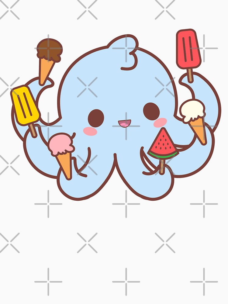 "Kawaii Octopus Tako Ice Cream Lover Popsicle Watermelon" T-shirt by ...