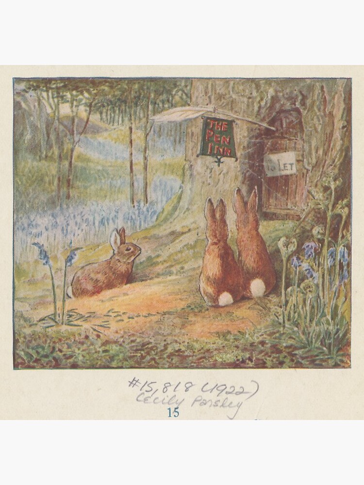 "Cute Bunny Cottage Illustration" Sticker for Sale by rashealy | Redbubble