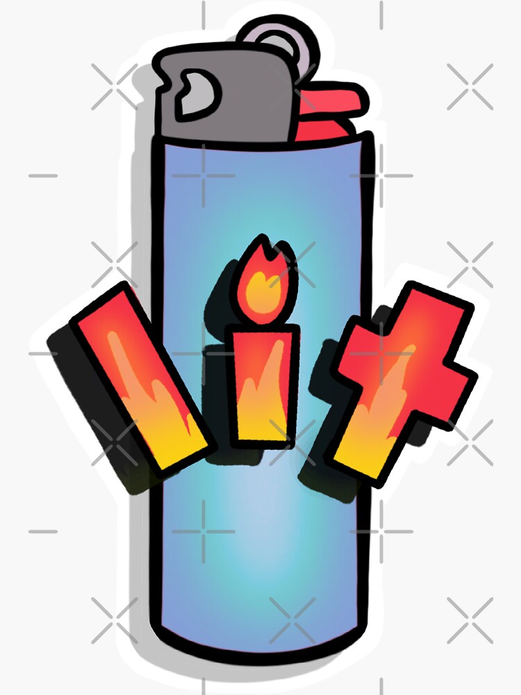 "Blue Lighter “Lit” Stickers" Sticker by lindsaybeaumont | Redbubble