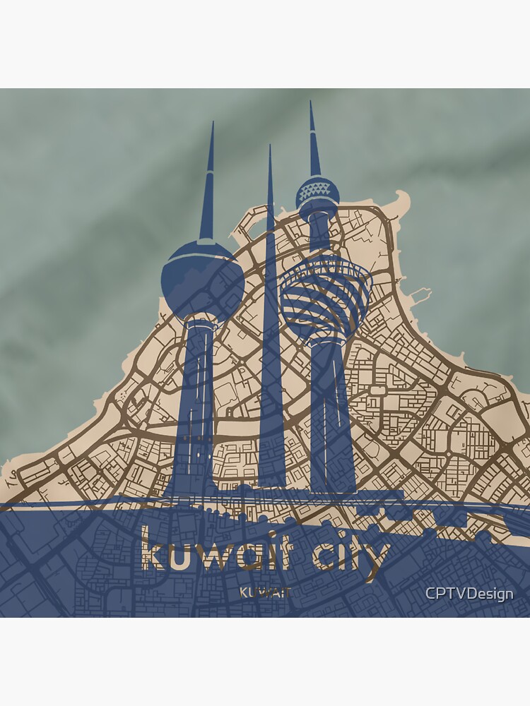 "Map + Silhouette | Kuwait City" Sticker by CPTVDesign | Redbubble