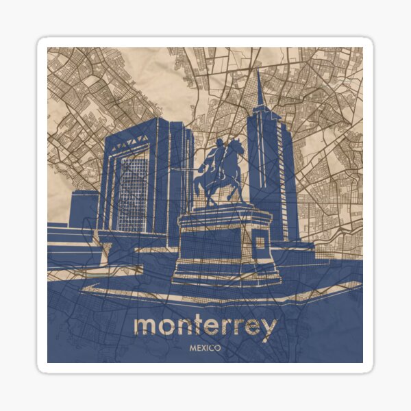 "Map + Silhouette | Monterrey" Sticker by CPTVDesign | Redbubble