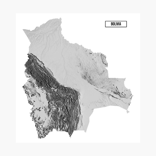 Lámina fotográfica «Mapa en relieve de Bolivia» de ThinkAboutMaps ...